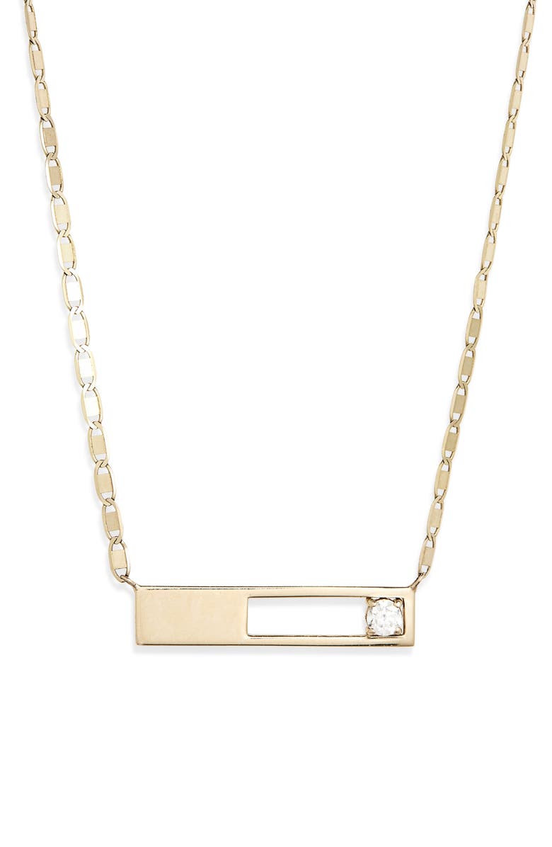 LANA 14K Yellow Gold Diamond Open Rectangle Pendant Necklace ...