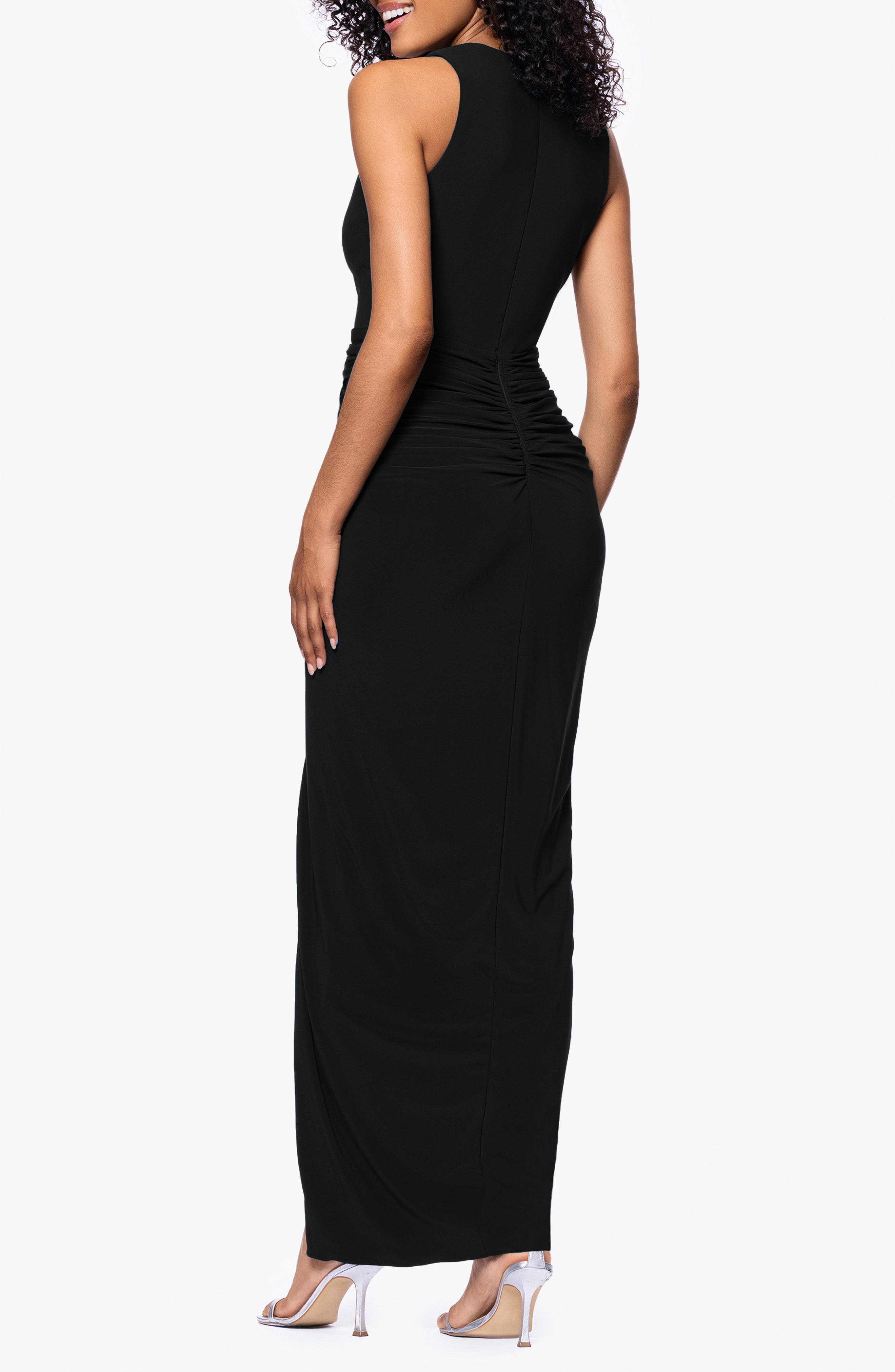 Betsy & Adam Ruched Ruffle Column Gown | Nordstromrack
