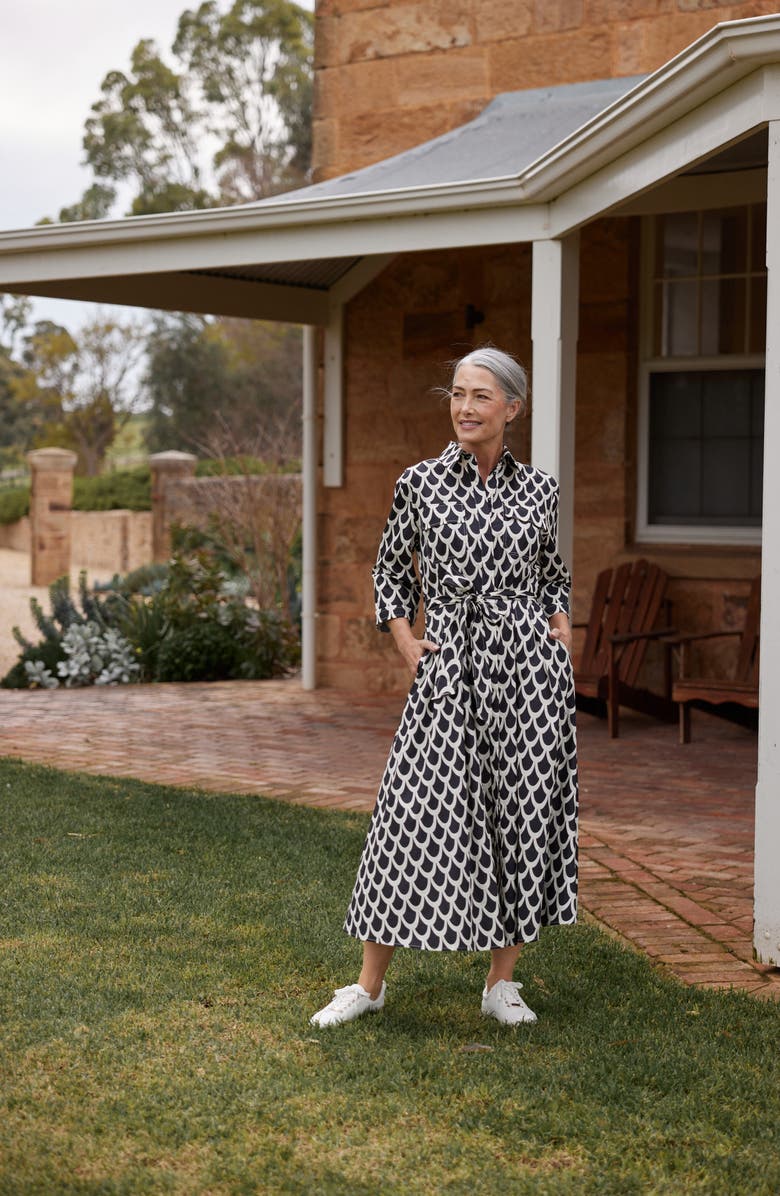 Brave+True Rossellini Scallop Print Pleated Cotton Shirtdress ...