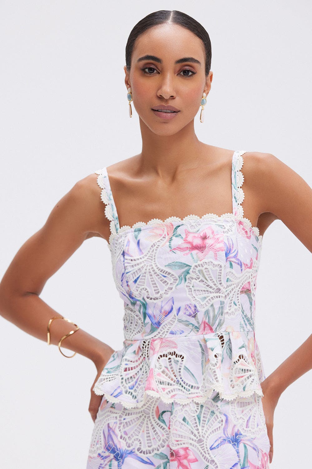 PatBO Amaryllis Embroidered Peplum Top | Nordstrom