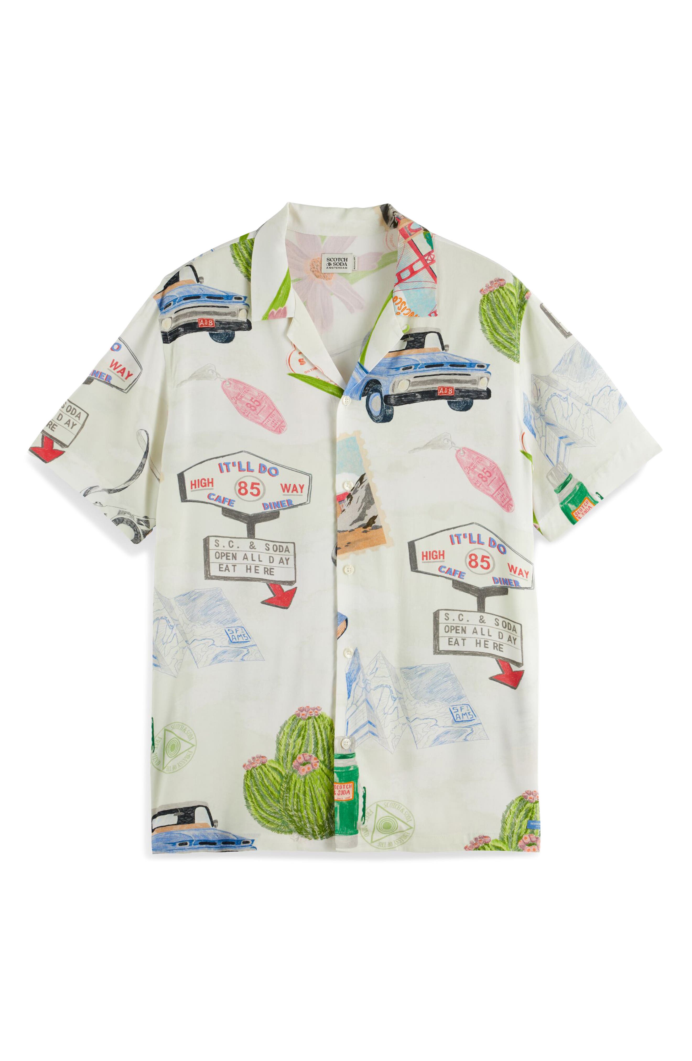Scotch & Soda Road Trip Print Short Sleeve Camp Shirt | Nordstromrack