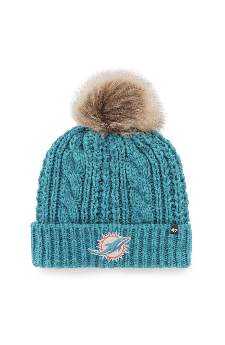 '47 Women's '47 Aqua Miami Dolphins Logo Meeko Cuffed Knit Hat with Pom ...