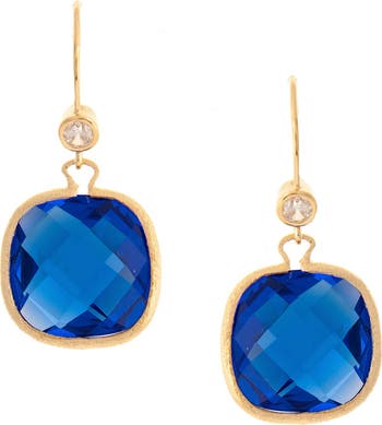RIVKA FRIEDMAN Satin Finish 18K Yellow Gold Bezel Set Poppy Blue ...