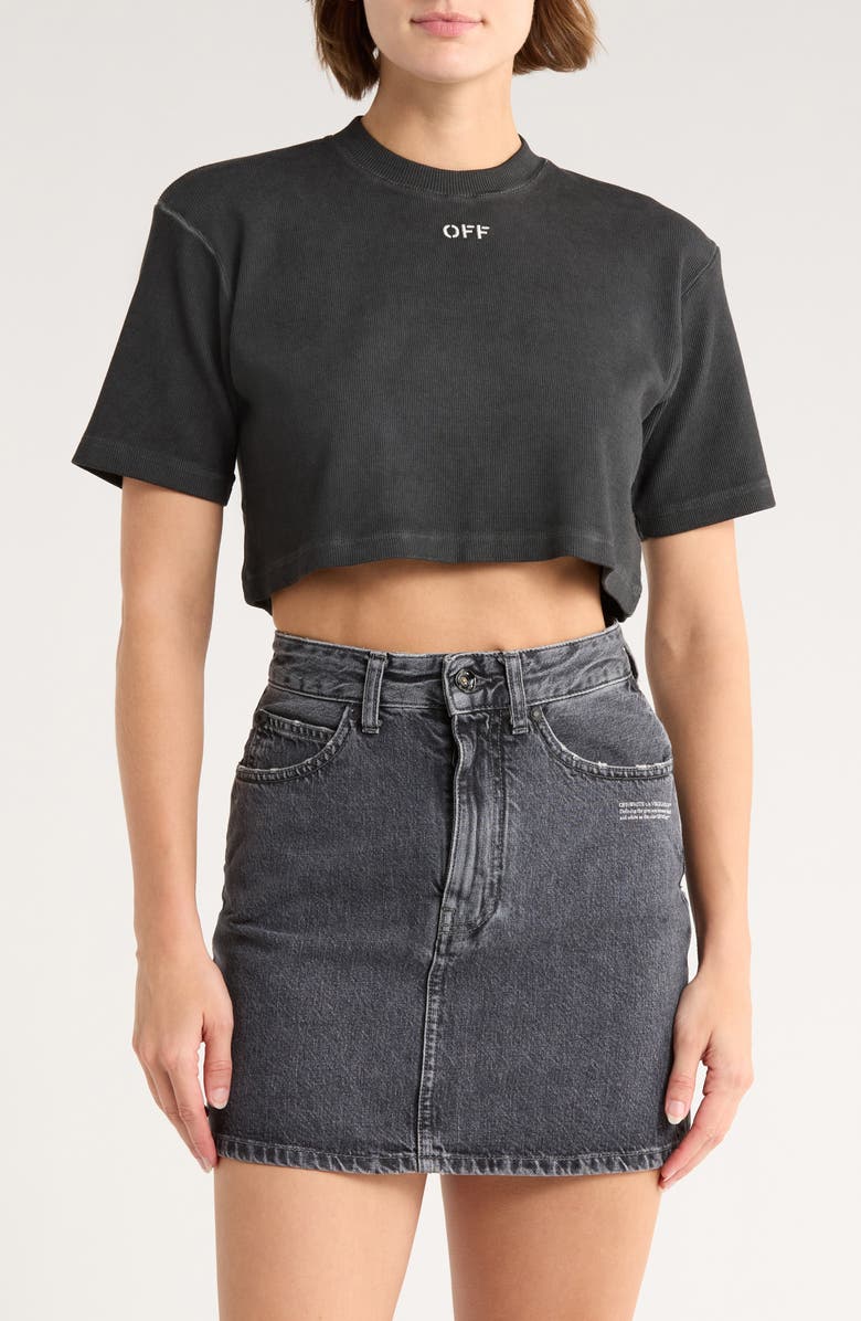 Off-White Stamp Logo Ribbed Crop T-Shirt | Nordstromrack