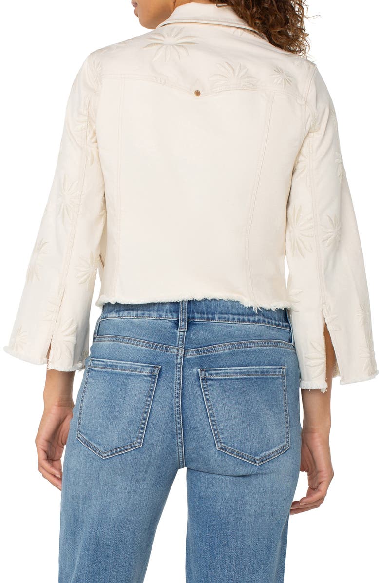Liverpool Los Angeles Floral Embroidered Raw Edge Trucker Jacket ...