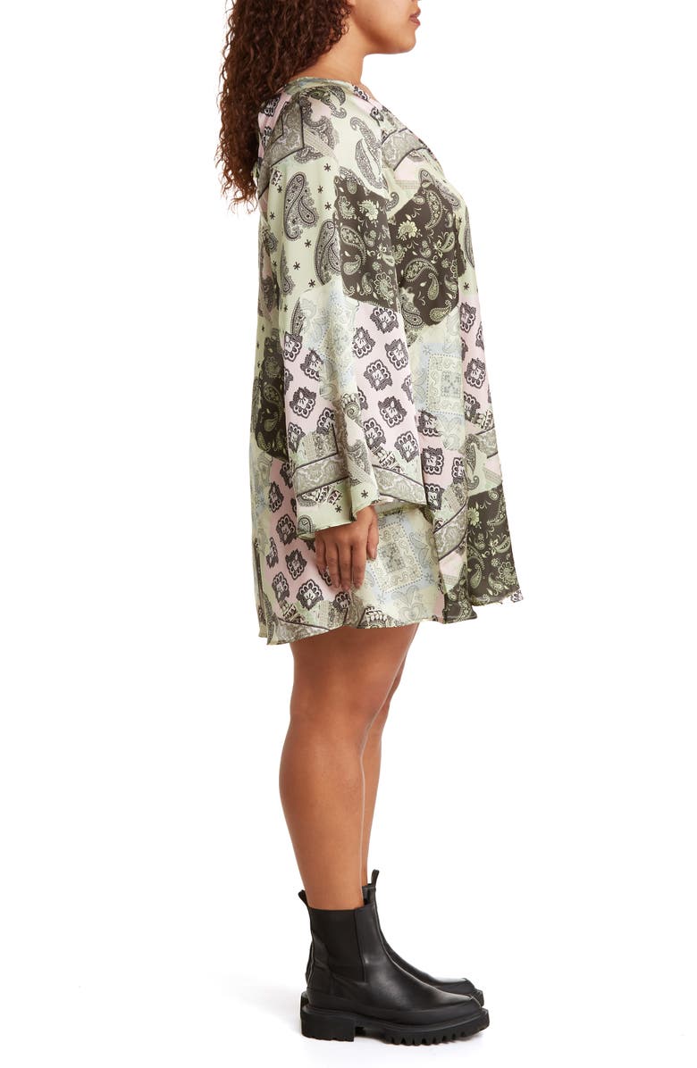 ASOS DESIGN Curve Long Sleeve Mix Print Minidress | Nordstromrack