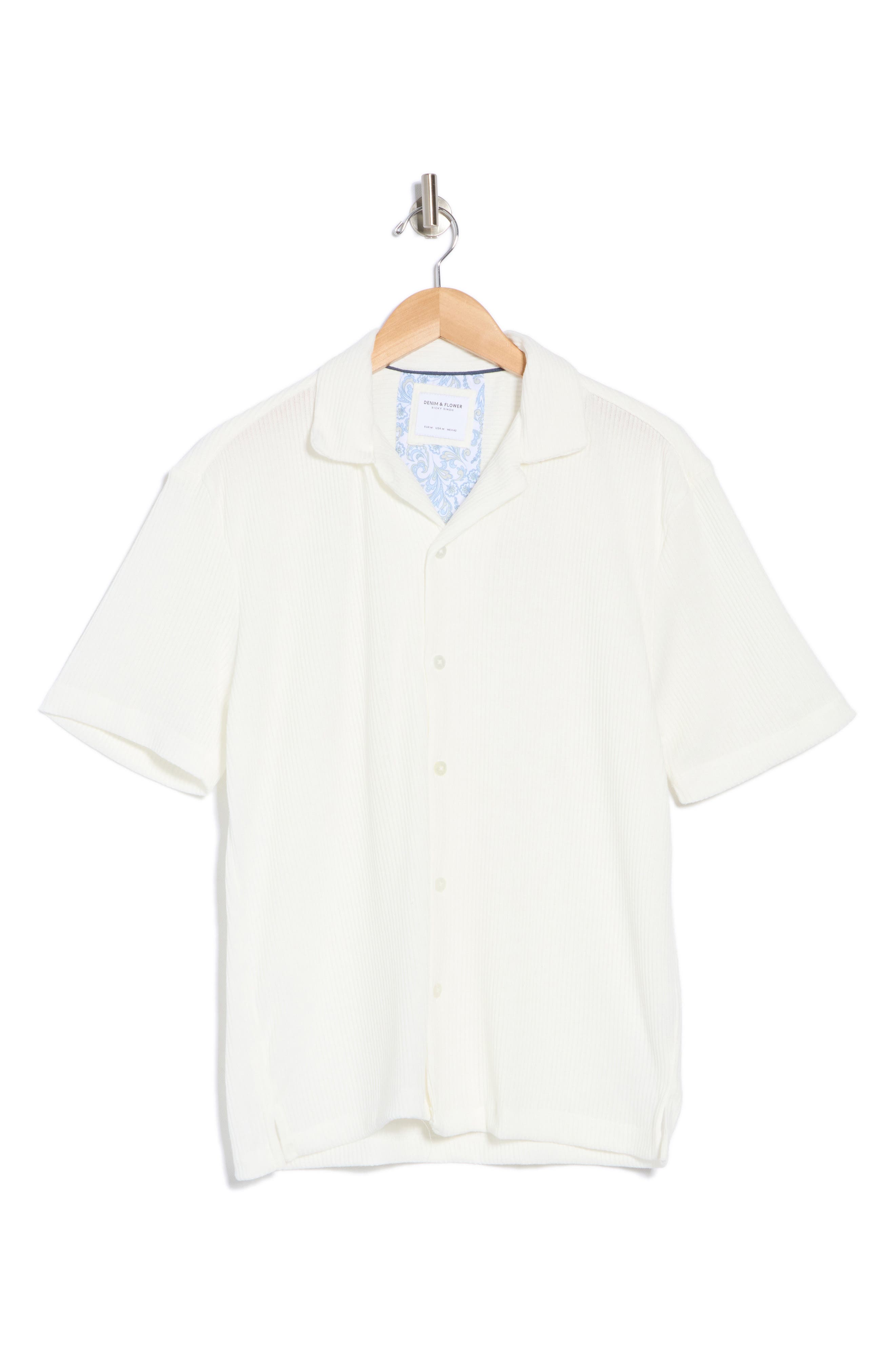 DENIM AND FLOWER Textured Knit Camp Shirt | Nordstromrack