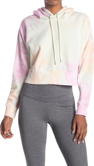 90 DEGREE BY REFLEX Brushed Knit Cropped Hoodie | Nordstromrack