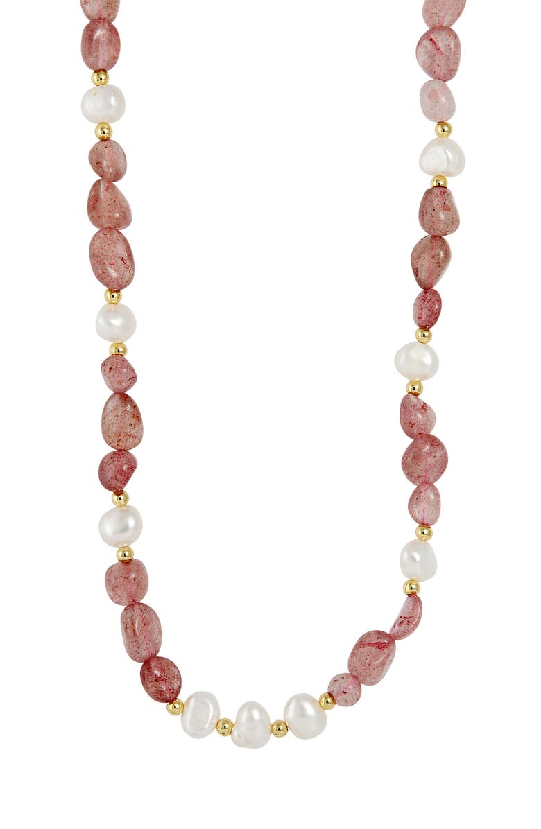 SAVVY CIE JEWELS Tumbled Crystal & Cultured Freshwater Pearl Collar ...