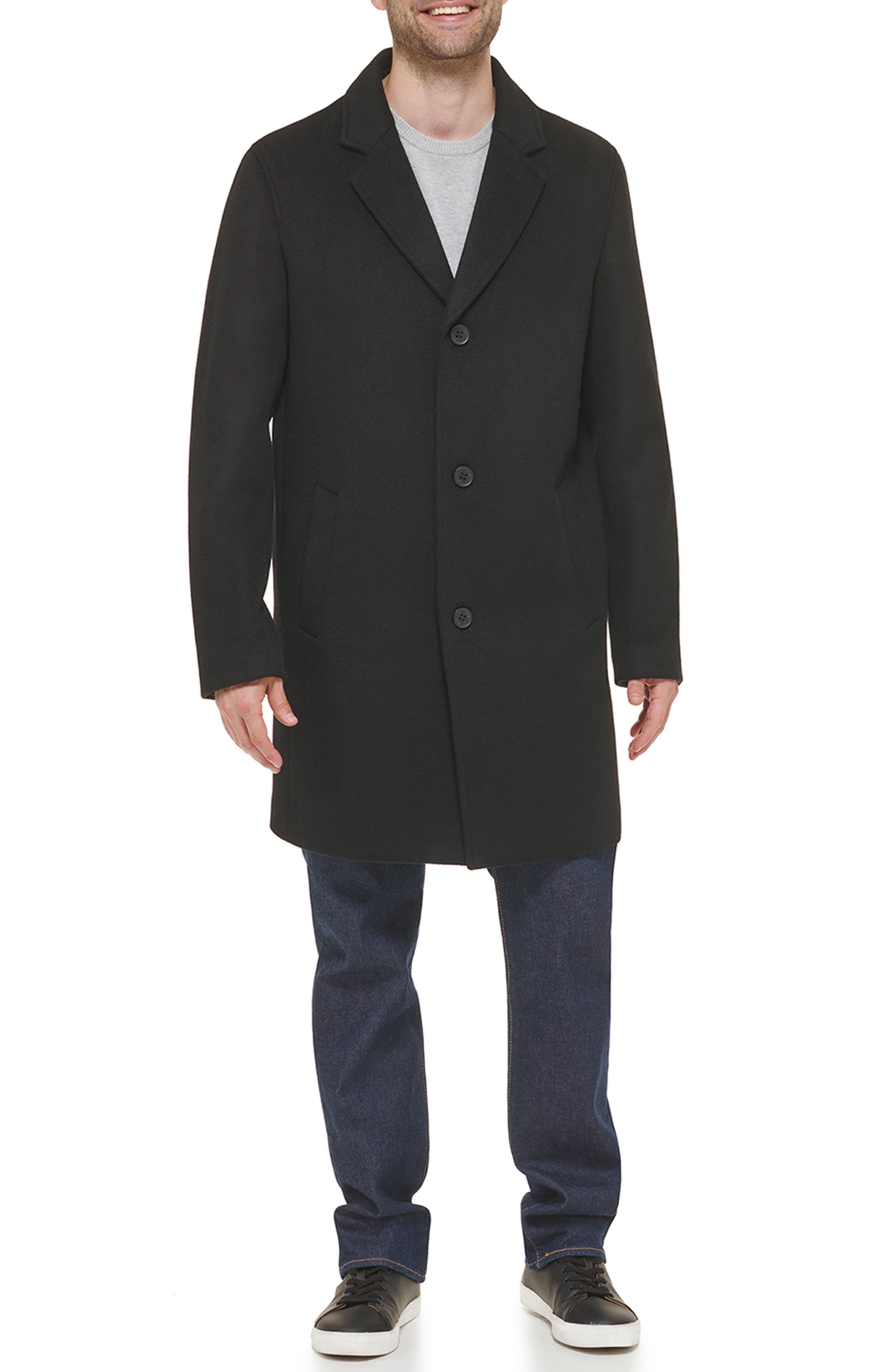 Cole Haan Classic Wool Blend Plush Notched Collar Coat | Nordstromrack