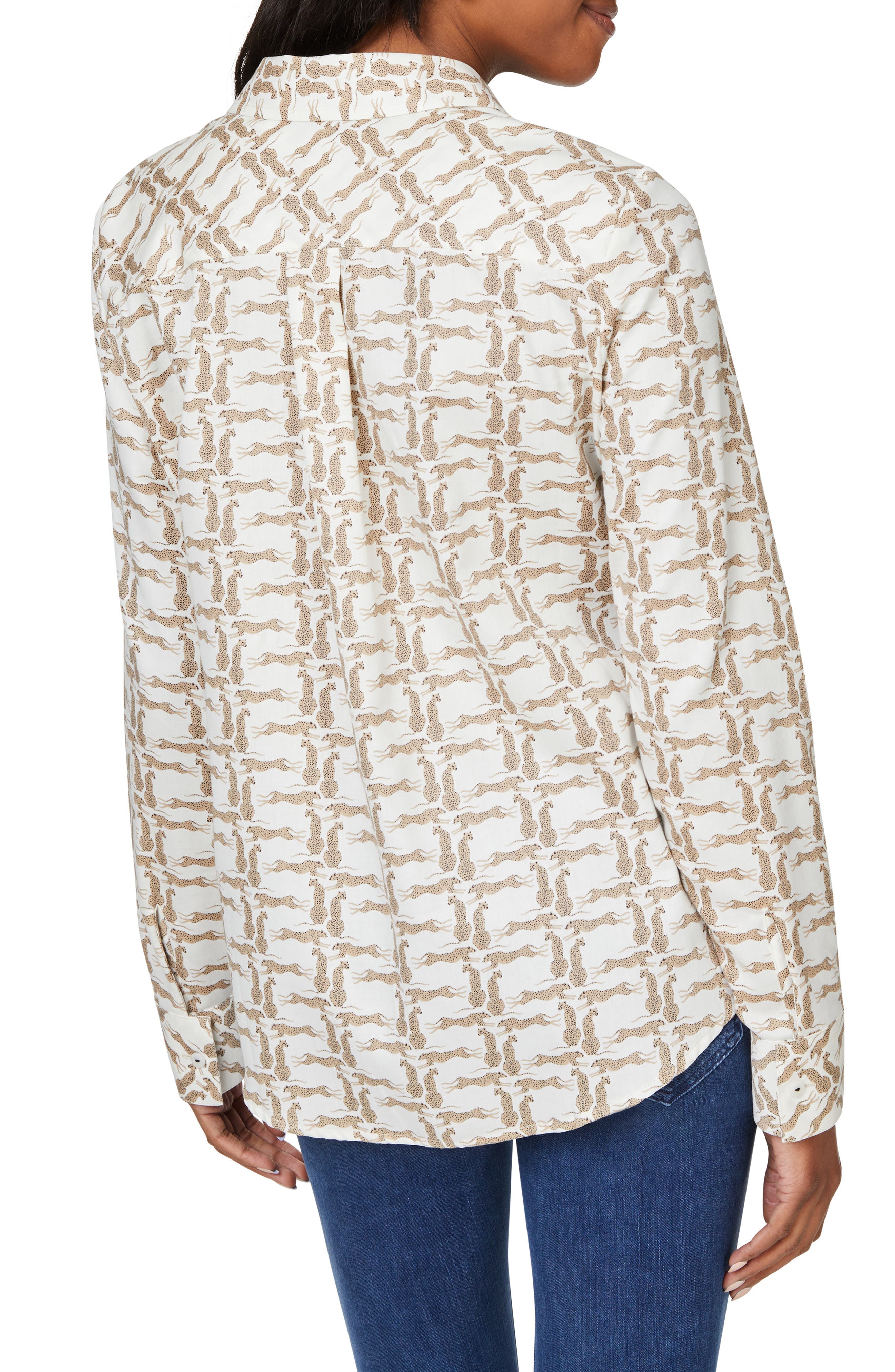 Foxcroft Davis Leopard Long Sleeve Cotton Button-Up Shirt | Nordstromrack