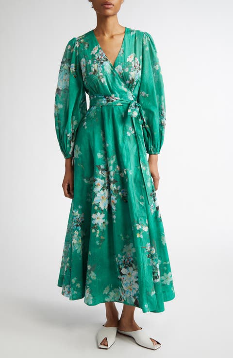 Green Floral Dresses for Women