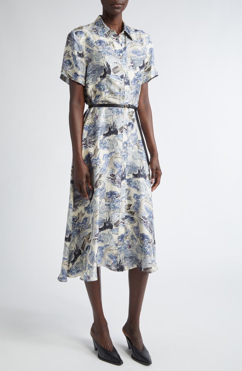 Altuzarra Kiera Print Silk Belted Shirtdress | Nordstromrack