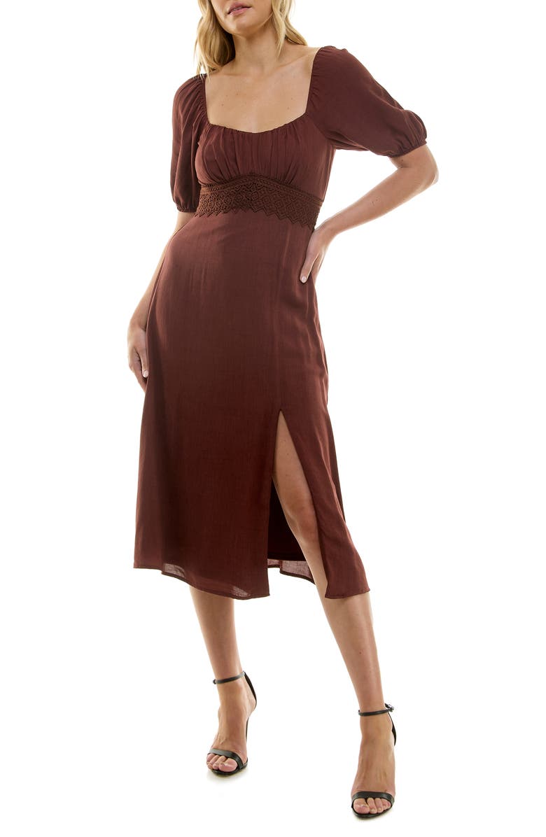Row A Crochet Trim Fit & Flare Midi Dress | Nordstromrack