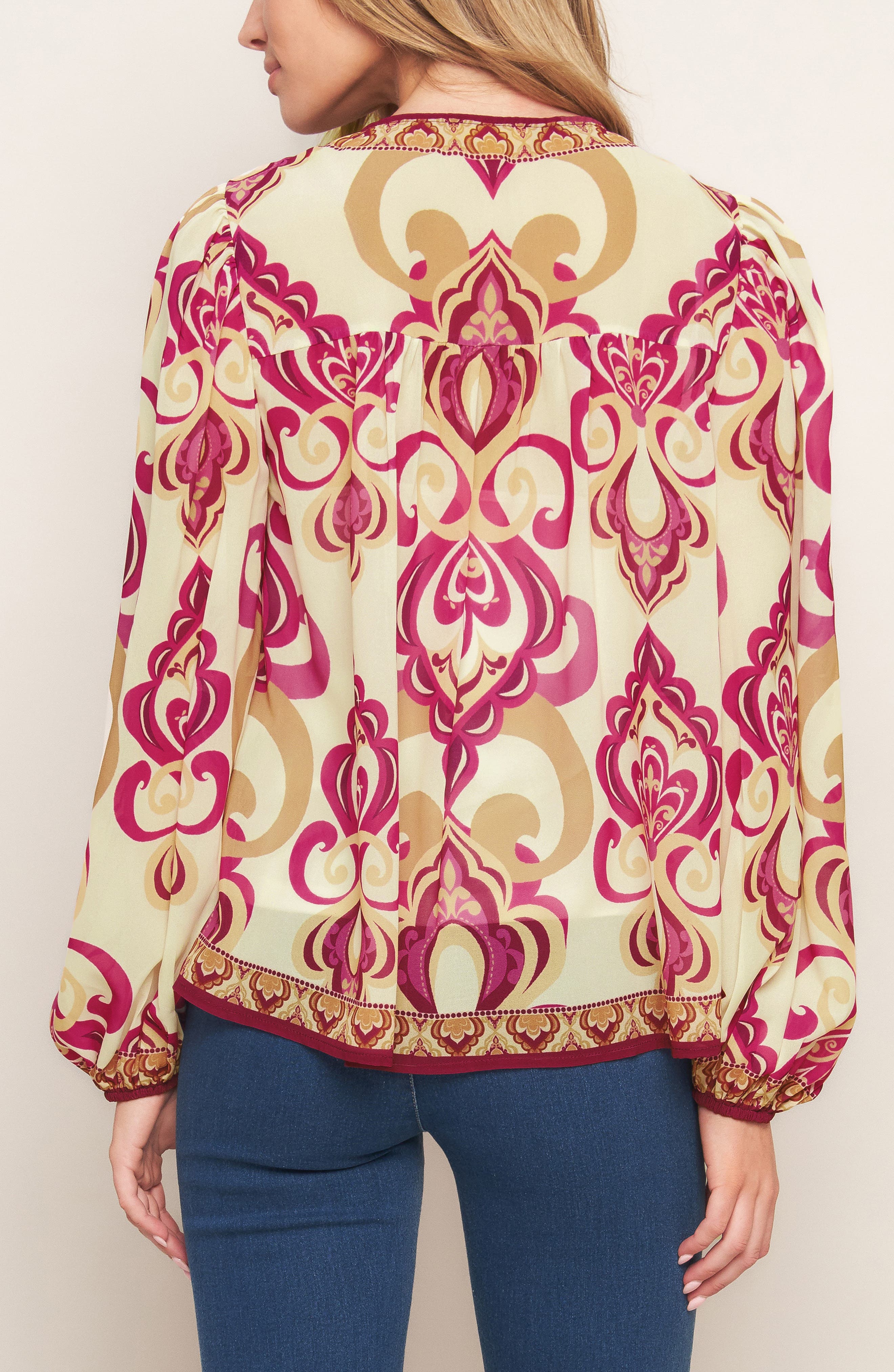 FLYING TOMATO Tie Keyhole Long Sleeve Top | Nordstromrack
