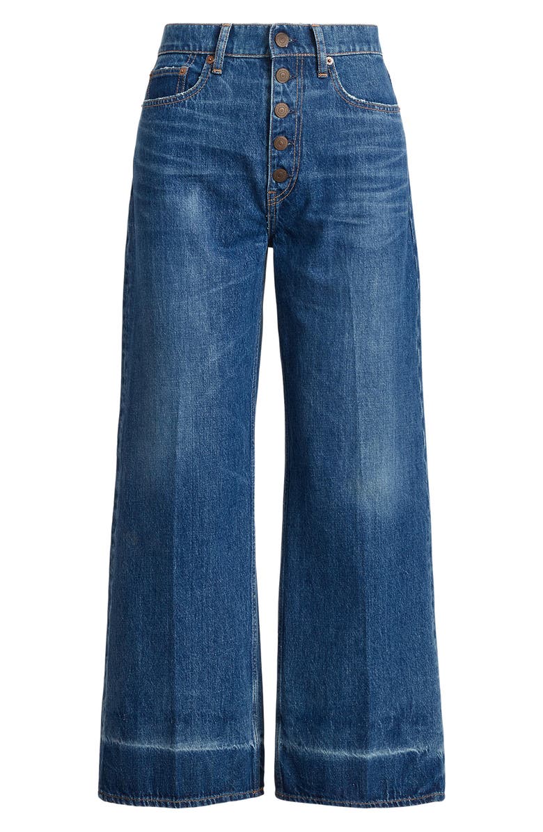 Polo Ralph Lauren Exposed Button Fly Crop Wide Leg Jeans | Nordstromrack