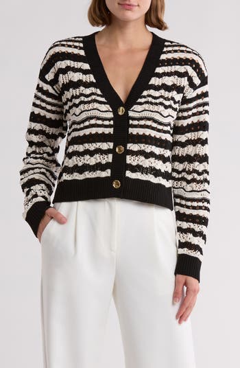 Laundry by Shelli Segal Open Stitch Button Cardigan | Nordstromrack