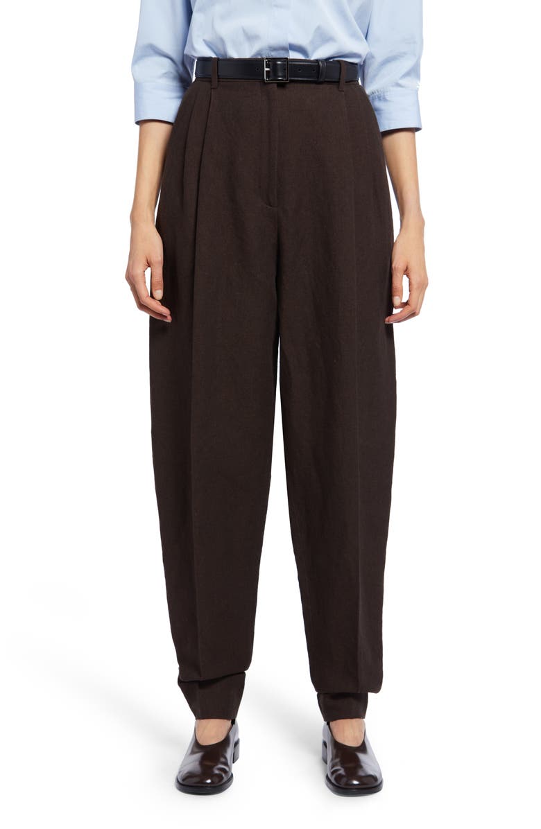 The Row Malu Pleated Washed Linen Blend Trousers | Nordstrom