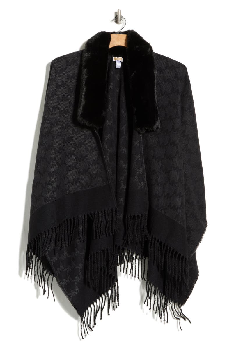 MICHAEL Michael Kors Faux Fur Collar Ruana | Nordstromrack