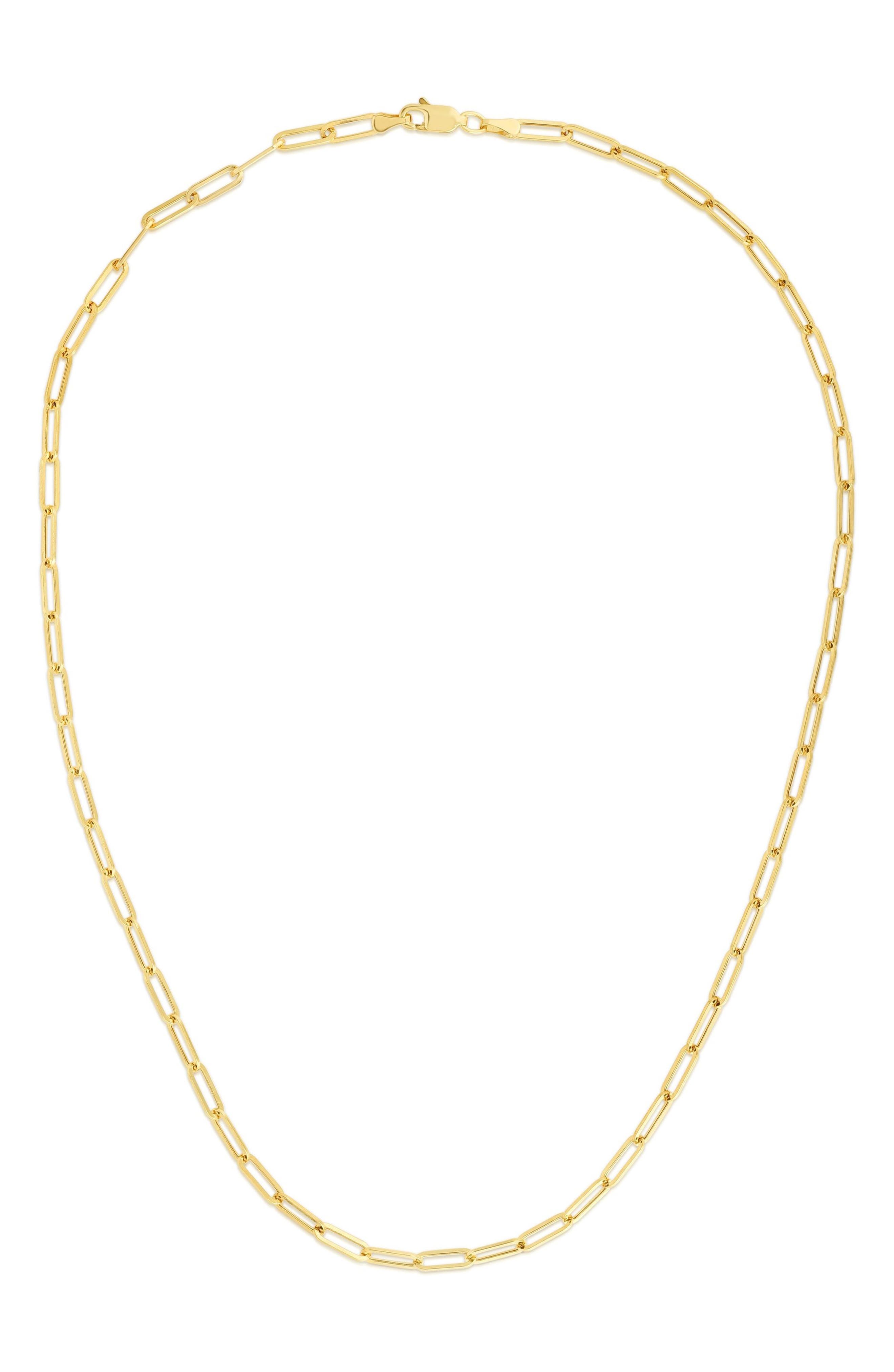 Queen Jewels 14K Gold Paper Clip Chain Necklace | Nordstromrack