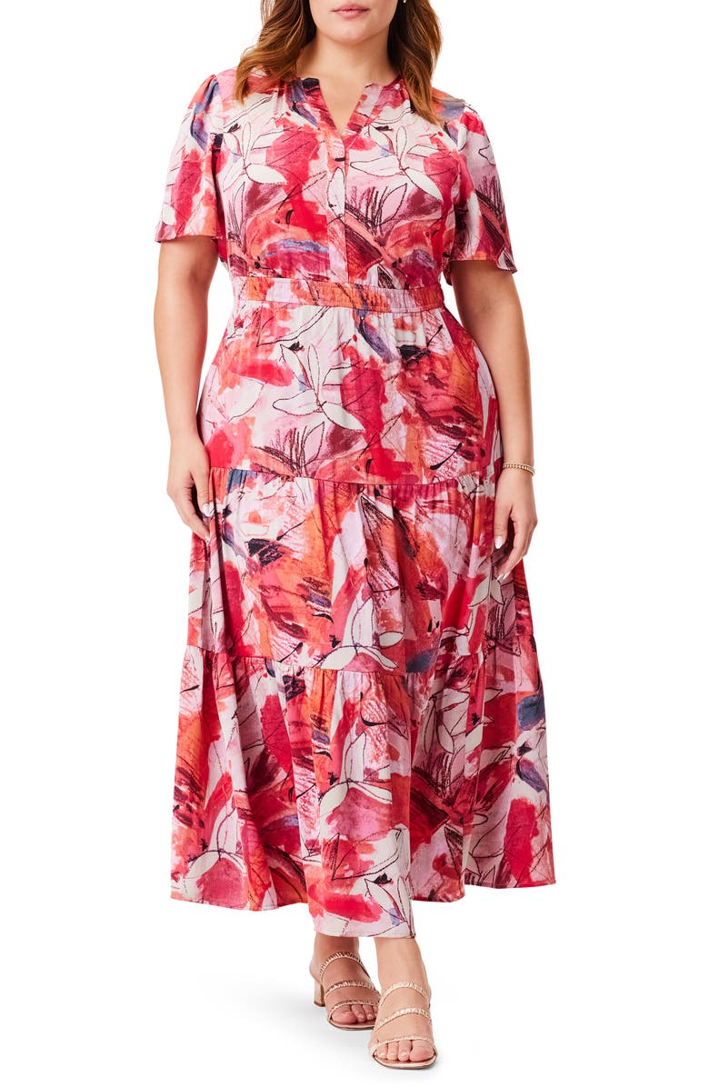 NIC+ZOE Scribble Bouquet Tiered Maxi Dress | Nordstromrack
