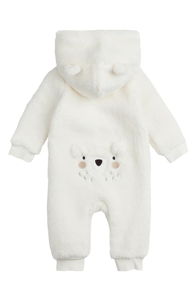 FIRSTS by Petit Lem Polar Bear Appliqué High Pile Fleece Hooded Romper ...