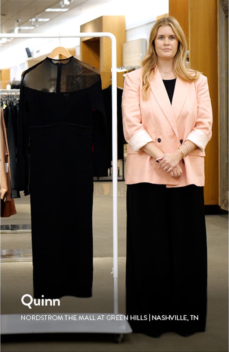 Bardot Mesh Inset Long Sleeve Ribbed Body-Con Dress | Nordstromrack