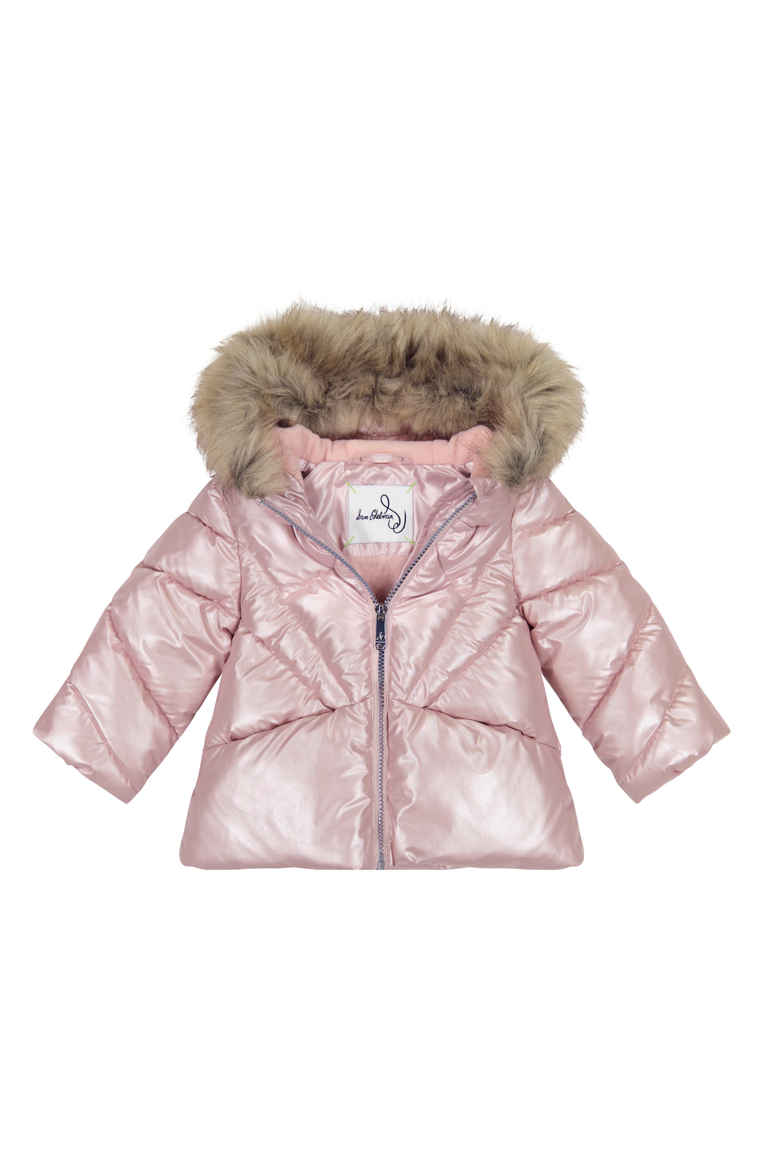 Sam Edelman Kids' Metallic Sunbeam Quilt Jacket with Faux Fur Trim ...