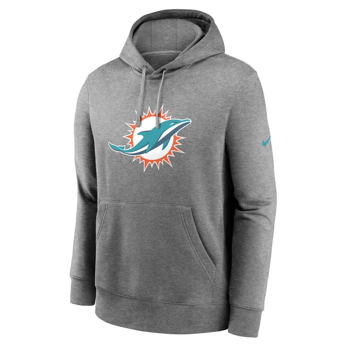 Nike Men's Nike Heather Gray Miami Dolphins Club Logo Pullover Hoodie ...