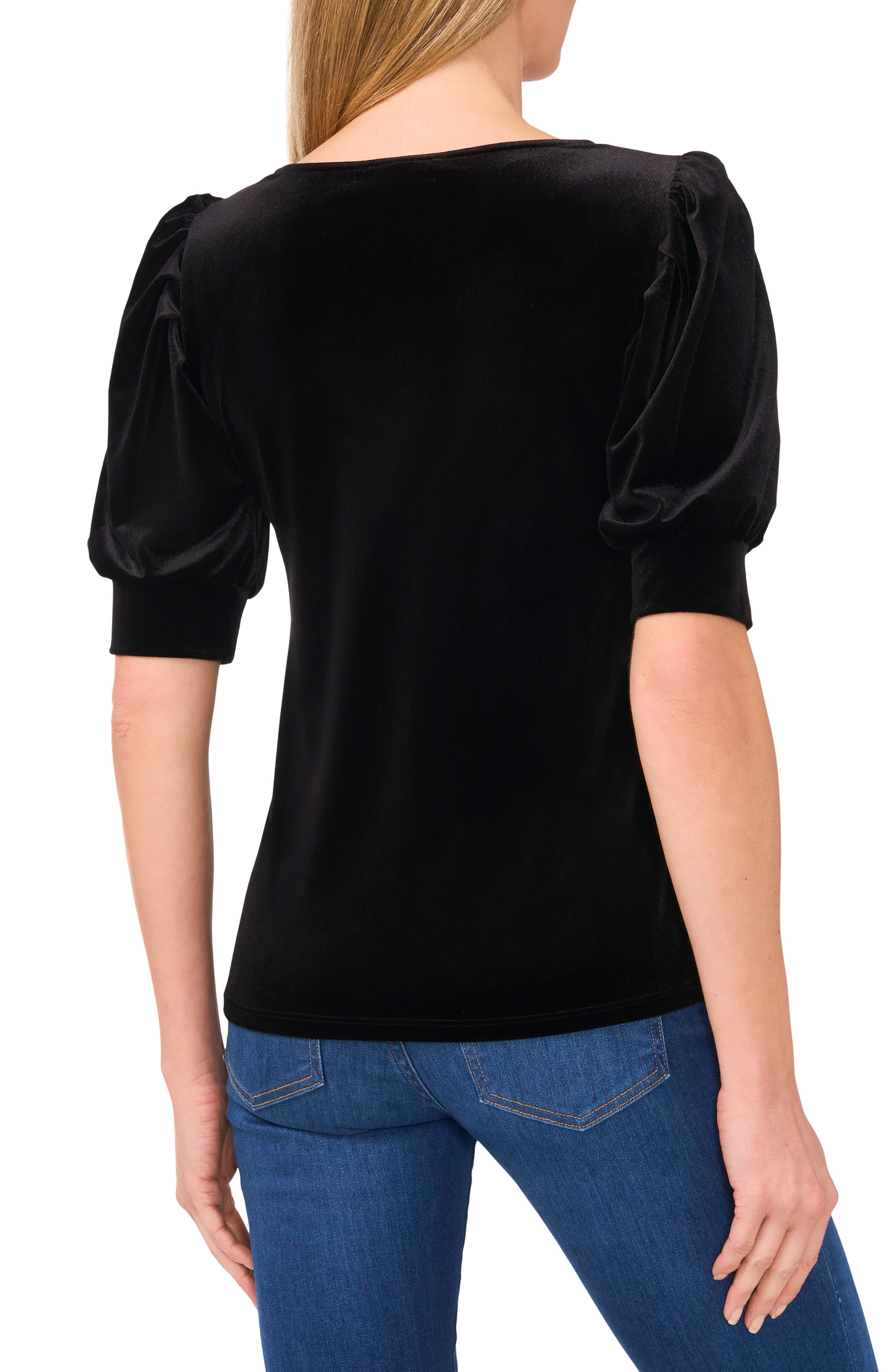 CeCe Puff Shoulder Velvet Top | Nordstromrack