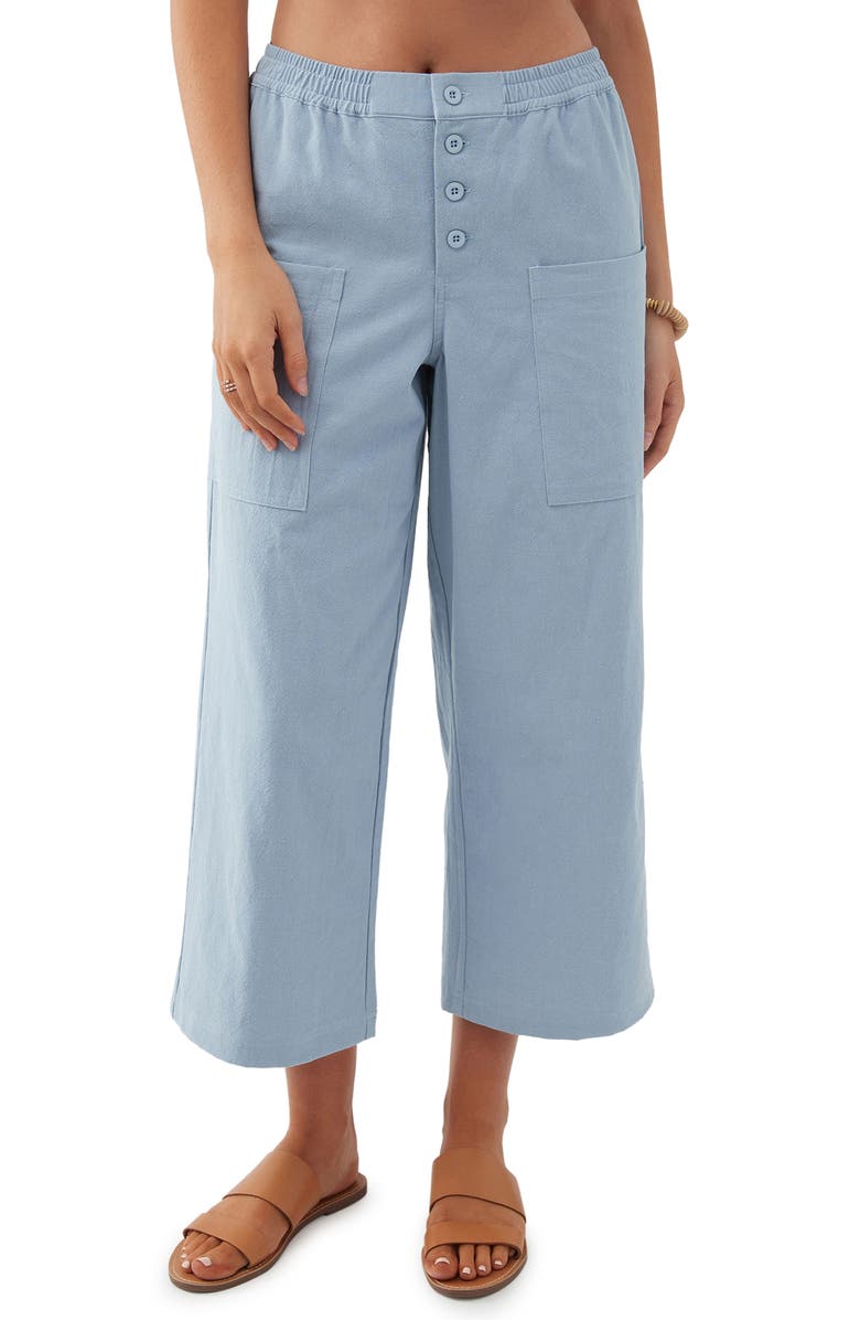 O'Neill Jinnie Crop Wide Leg Linen & Cotton Pants | Nordstromrack