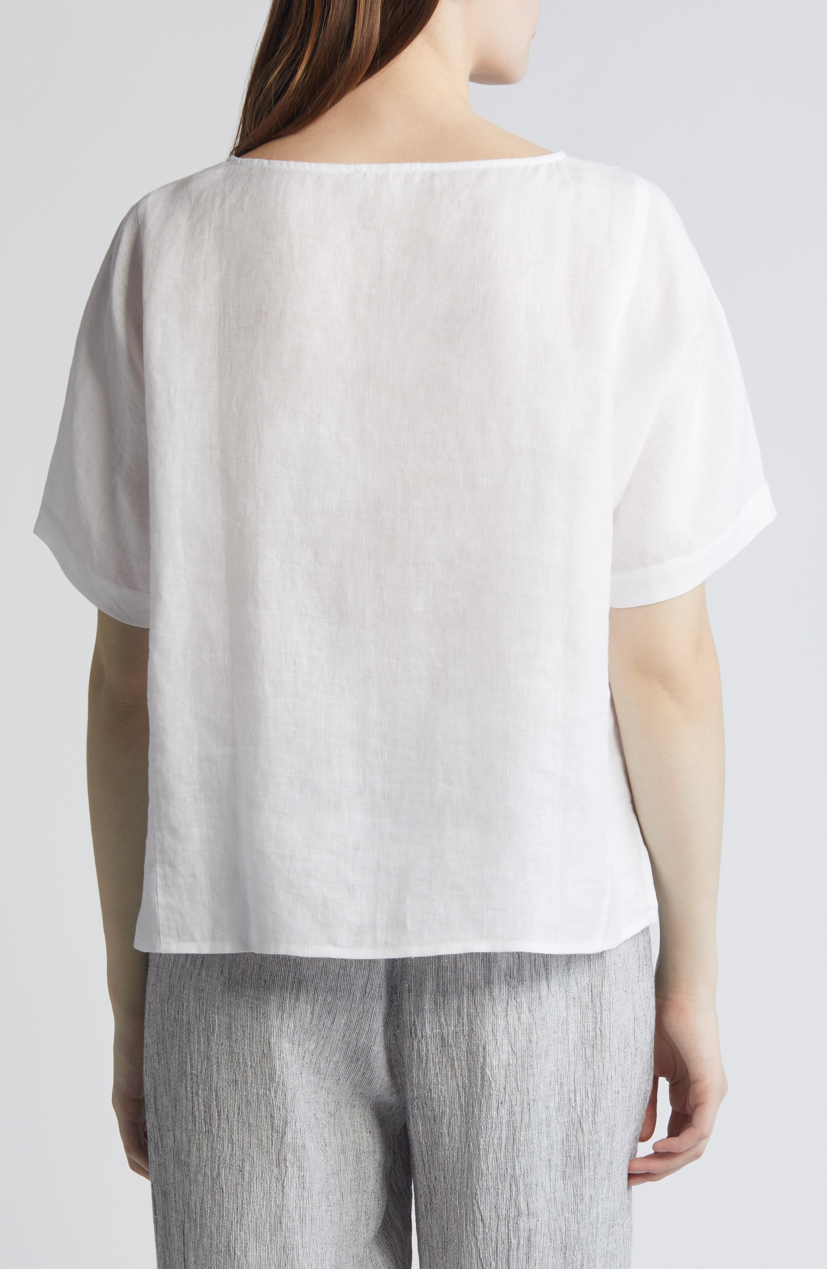 Eileen Fisher Boxy Ballet Neck Organic Linen Top (Women) | Nordstromrack