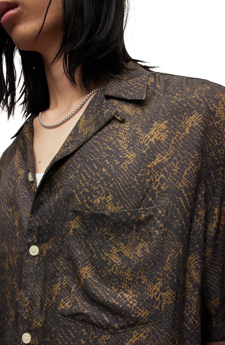 AllSaints Caiman Relaxed Fit Reptile Print Short Sleeve Button-Up Camp ...