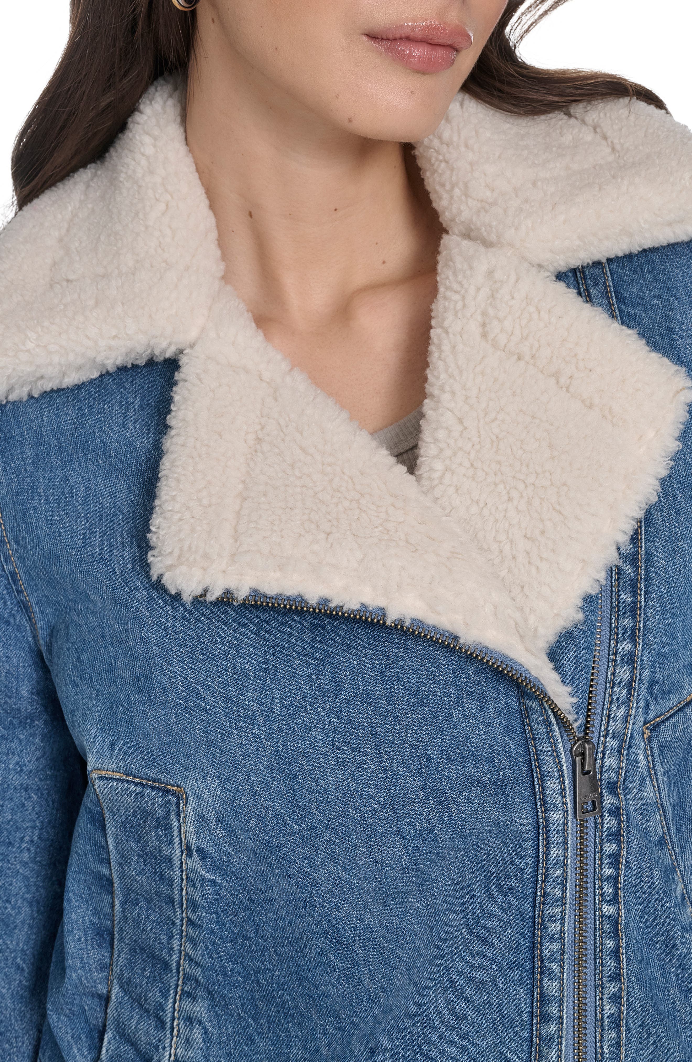 Levi's Faux Shearling Lined Denim Moto Jacket | Nordstromrack