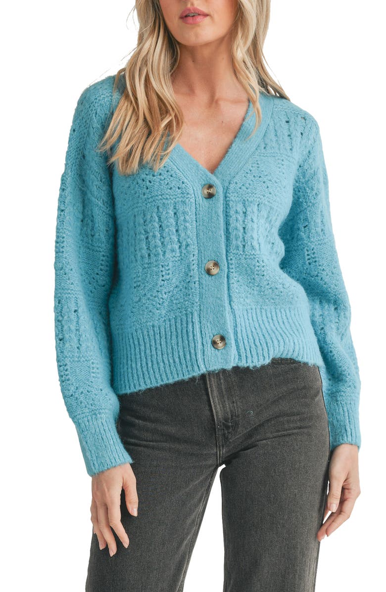 Lush Pointelle Button Front Cardigan | Nordstromrack