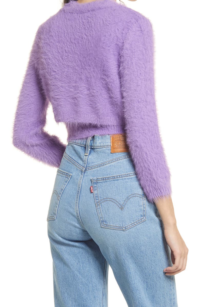 VERO MODA Poilu Open Front Shaggy Crop Chenille Cardigan | Nordstrom