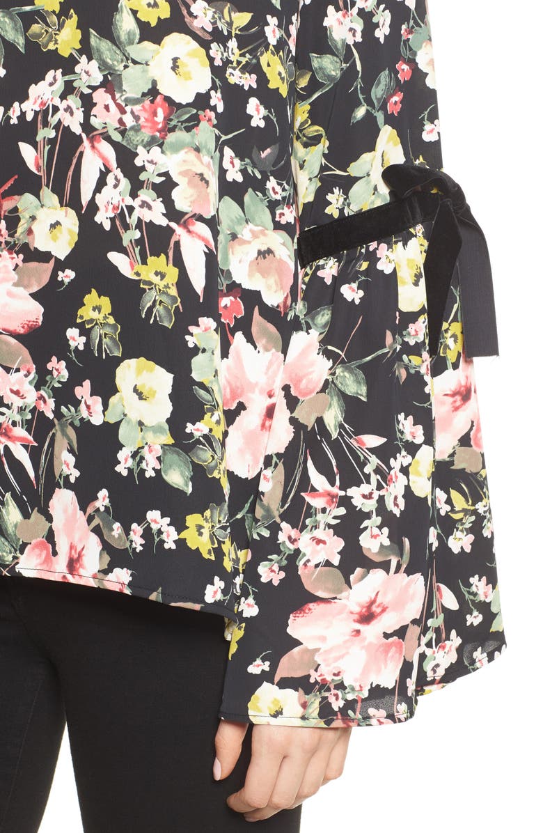 Halogen® Bell Sleeve Velvet Tie Top | Nordstromrack