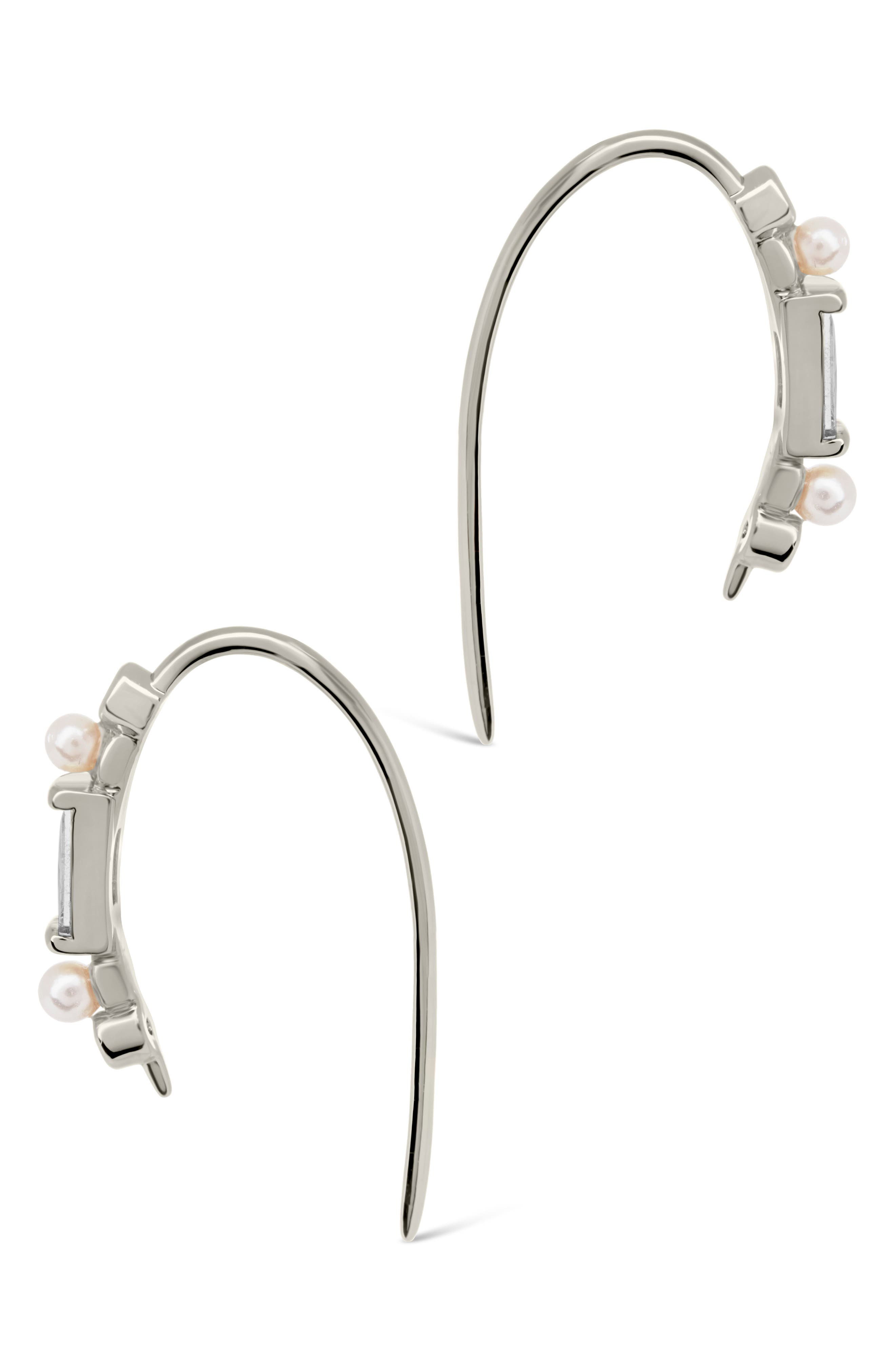 Sterling Forever Nadia Cubic Zirconia & Imitation Pearl Threader ...