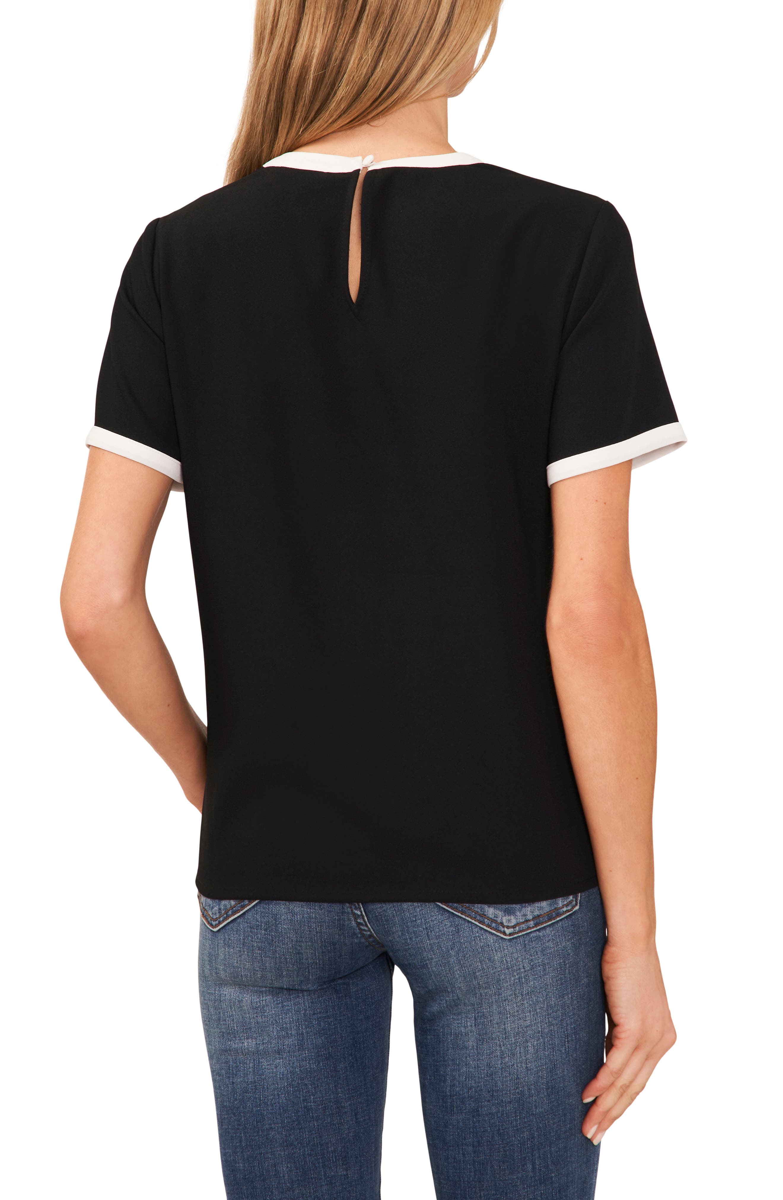 CeCe Contrast Trim Woven Shirt | Nordstromrack