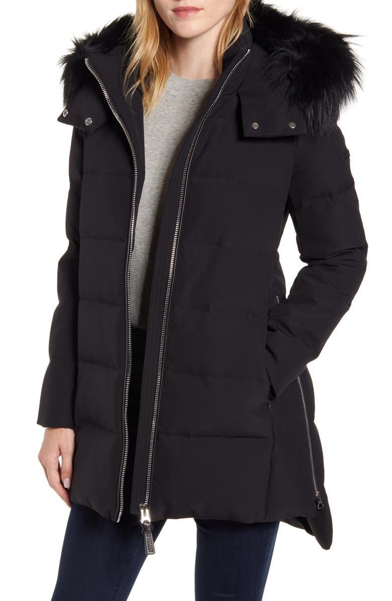 Derek Lam 10 Crosby Down Hooded Jacket with Genuine Fox Fur Trim ...