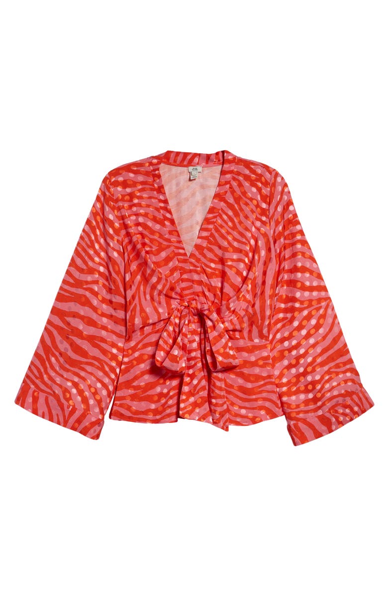 River Island Abstract Animal Print Tie Front Top | Nordstromrack