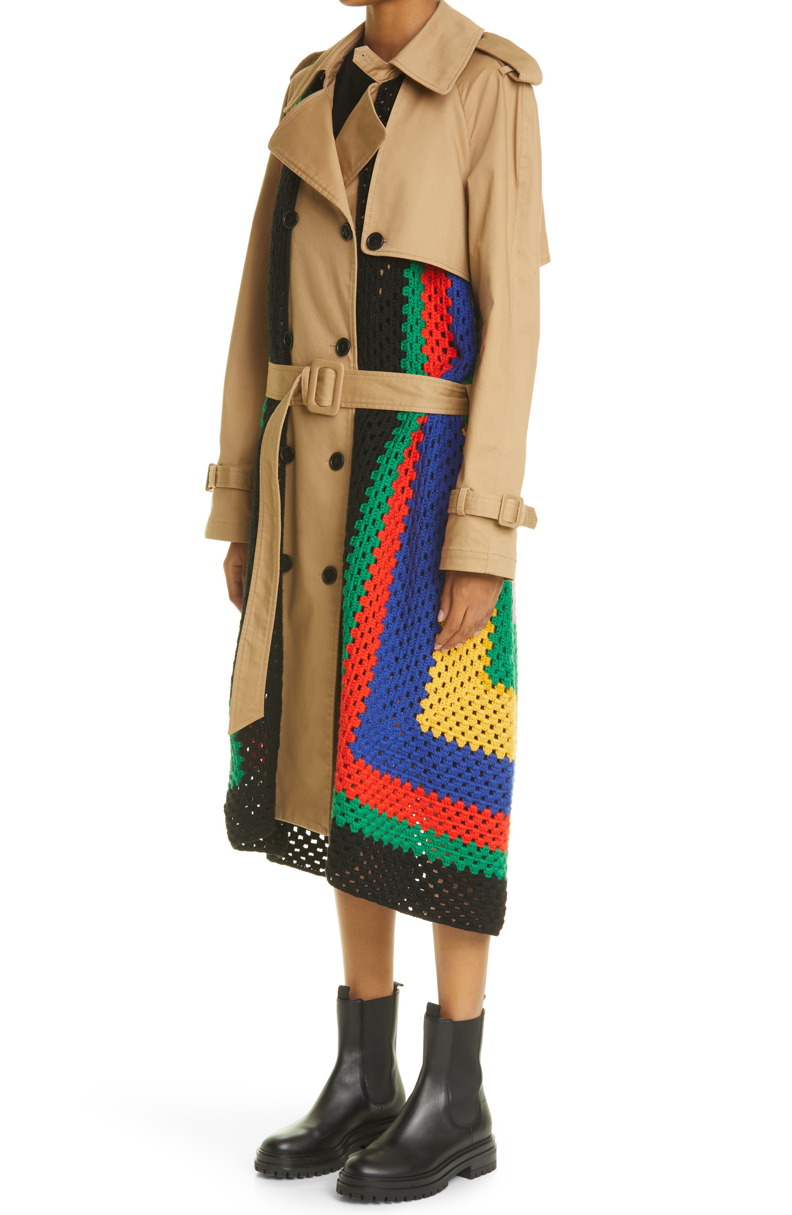 MONSE Crochet Inset Trench Coat | Nordstrom