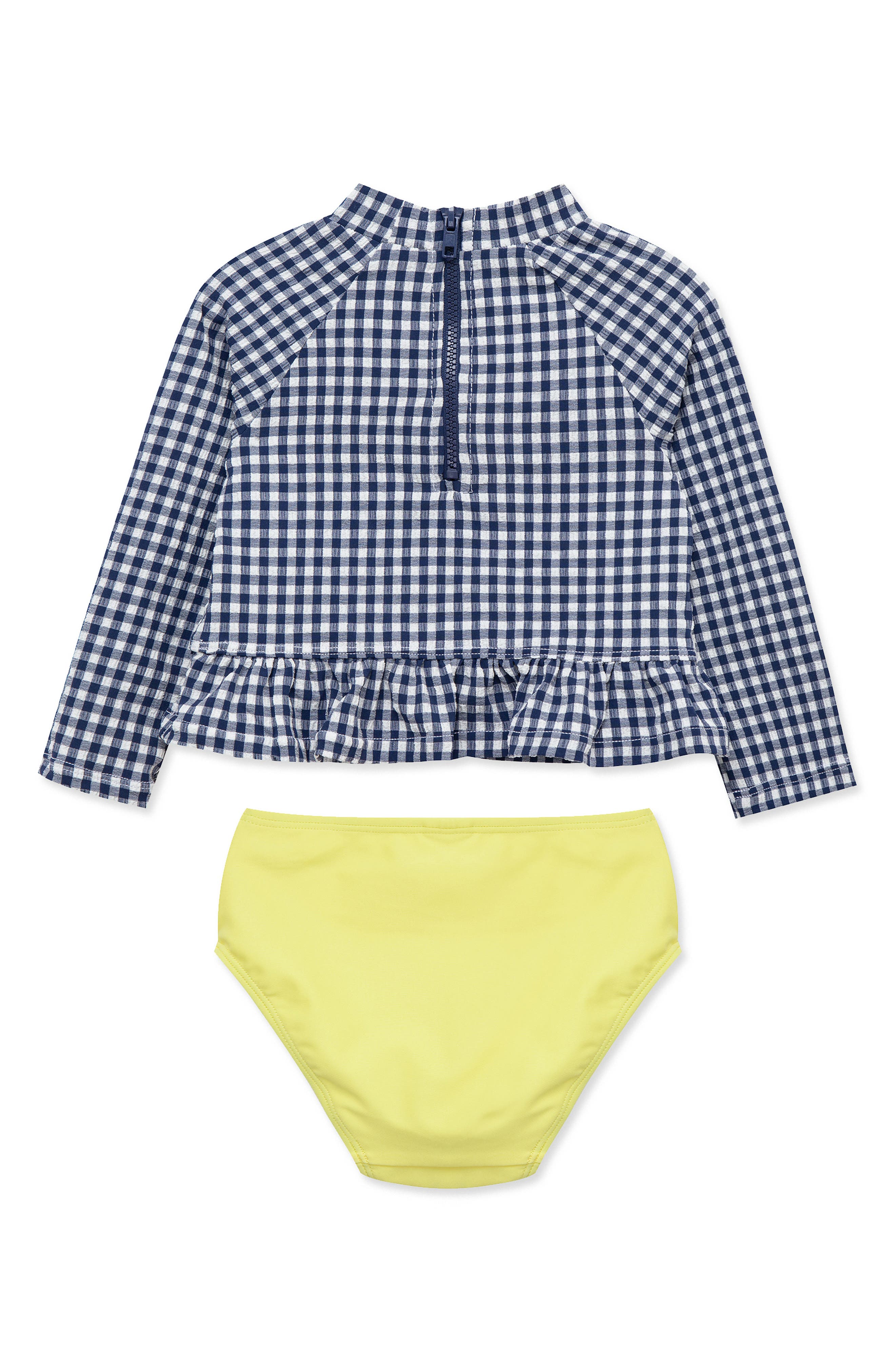 Little Me Gingham Long Sleeve Two-Piece Rashguard Swimsuit | Nordstromrack