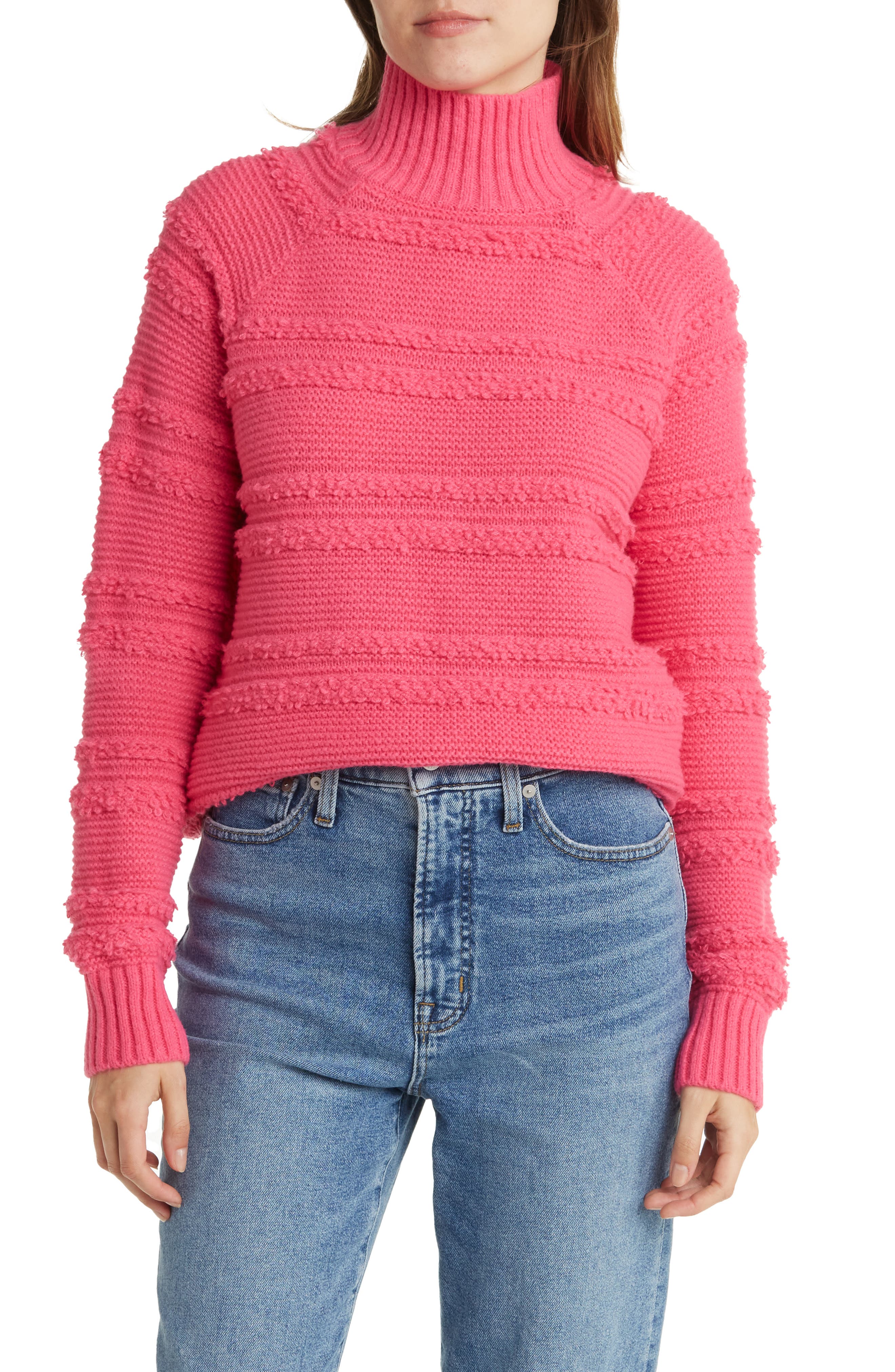 EVER AFTER Textured Stripe Mock Neck Sweater | Nordstromrack