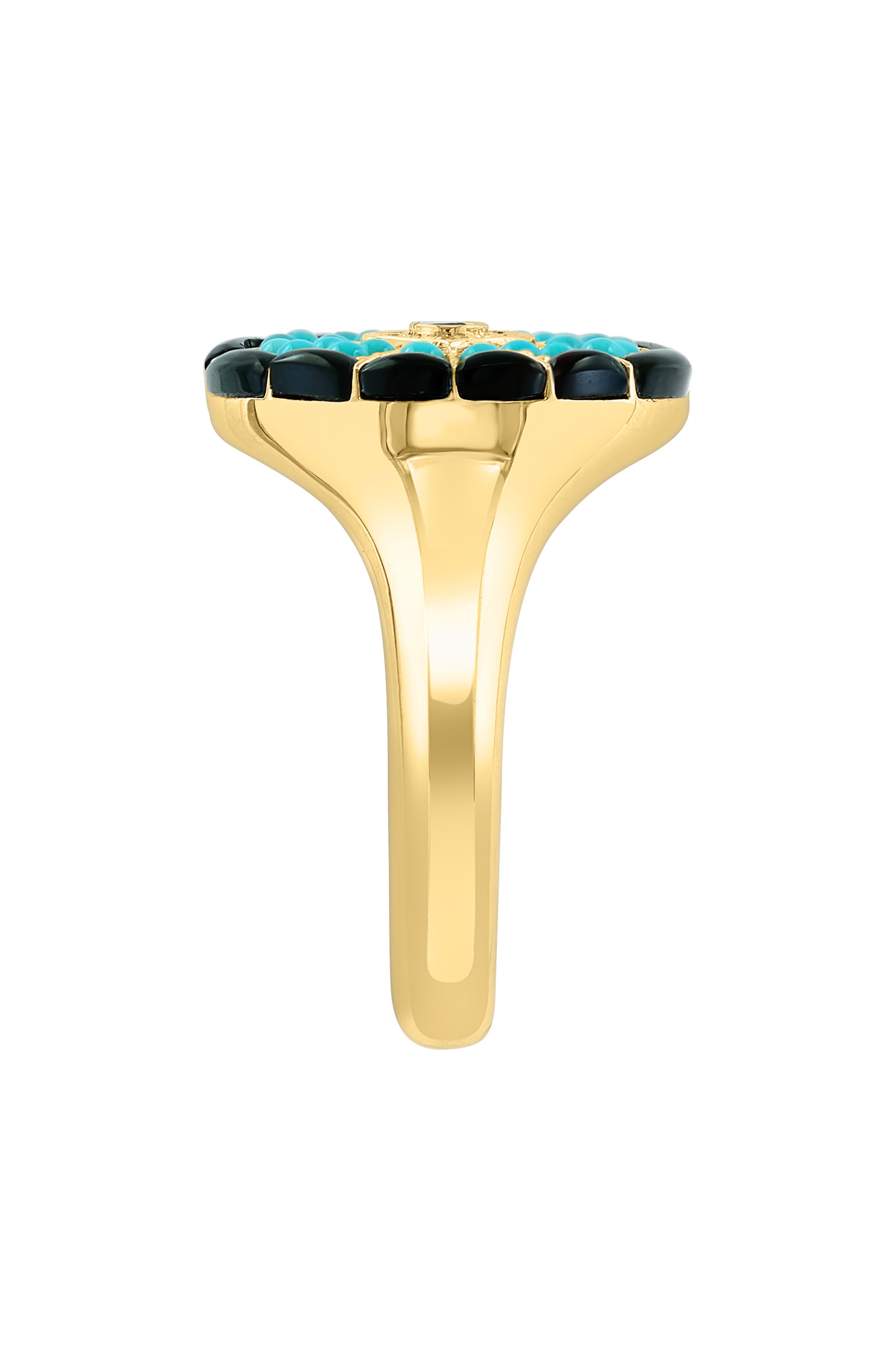 EFFY 14K Yellow Gold Turquoise, Sapphire & Diamond Evil Eye Ring - Size ...