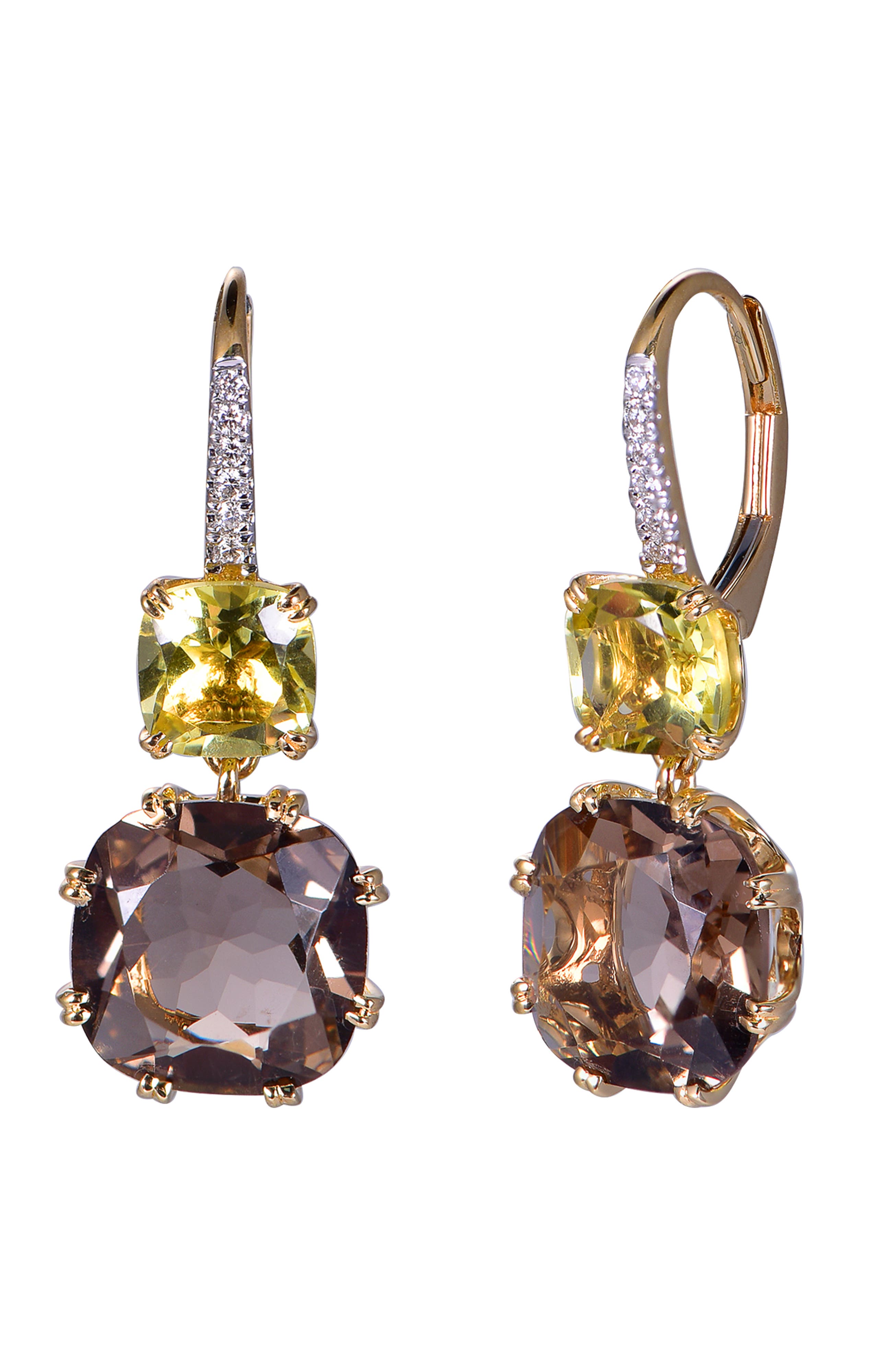 Kahn High Jewelry Smoky & Lemon Quartz Earrings with Diamonds | Nordstrom
