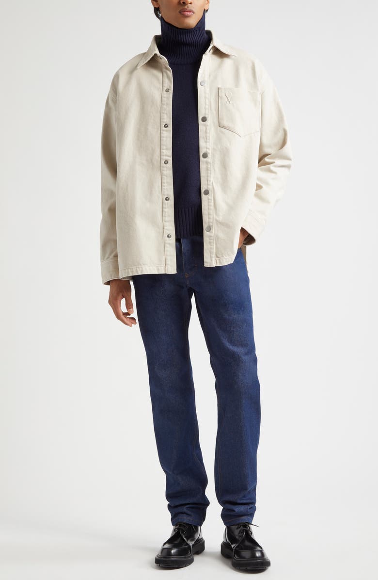 AMI PARIS Ami De Coeur Cotton Twill Overshirt | Nordstrom