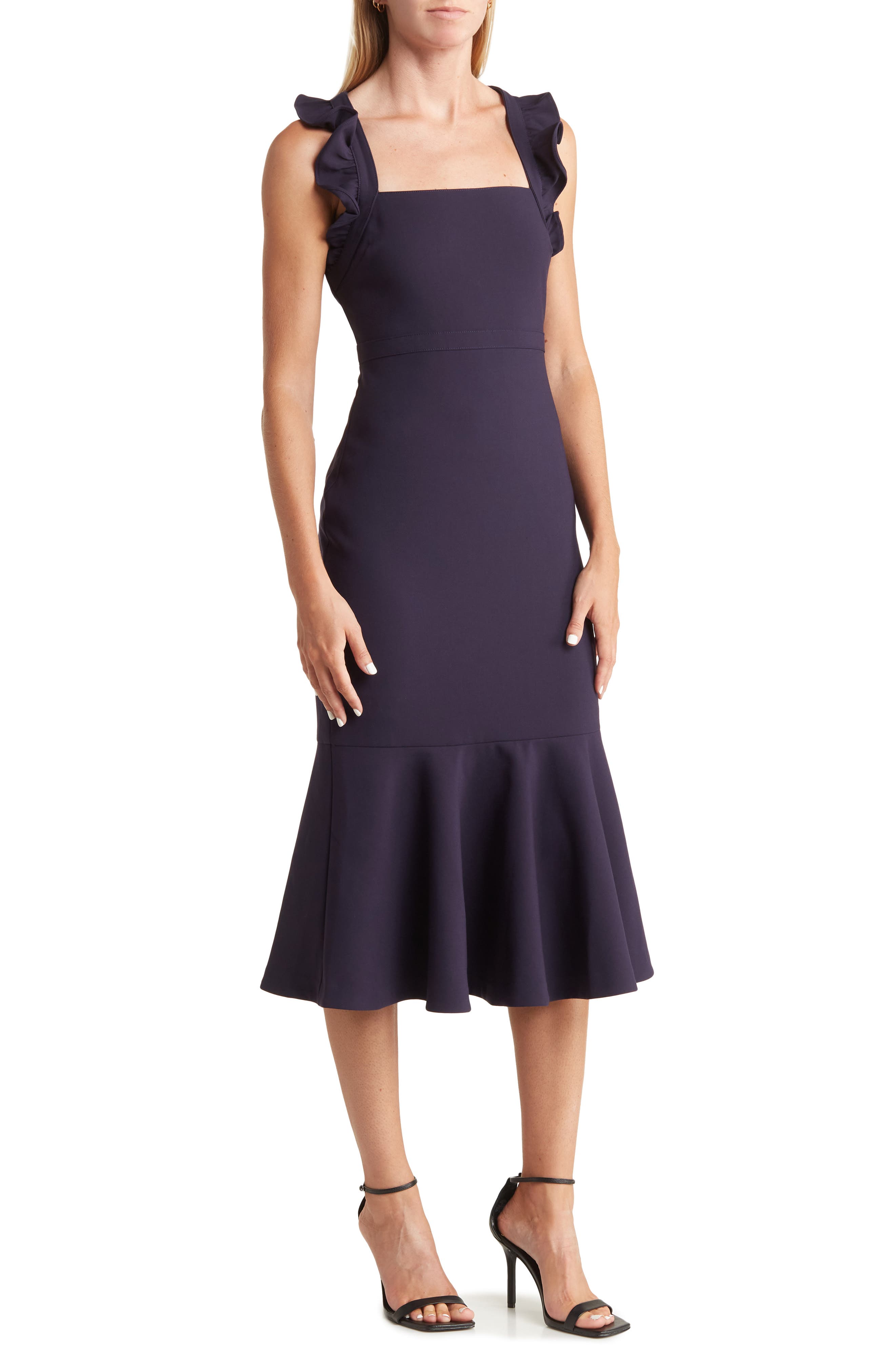 Hara Ruffle Strap Midi Dress (Women) | Nordstromrack