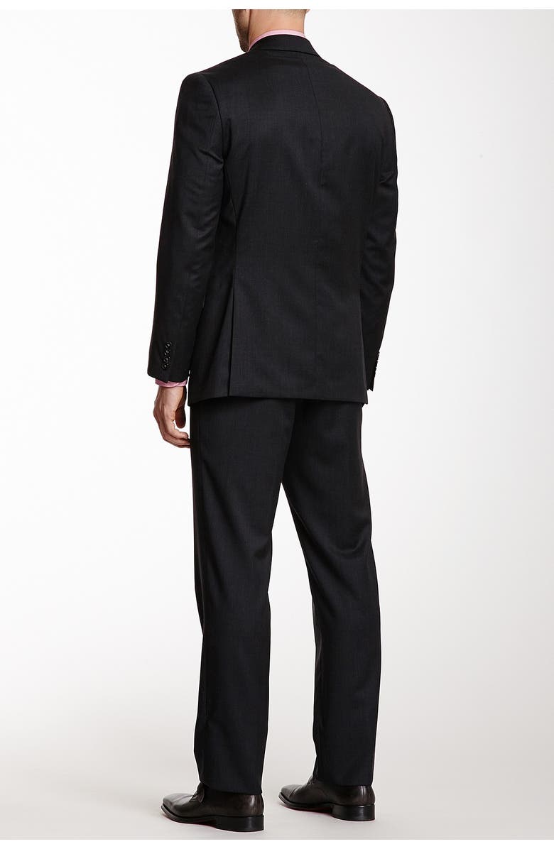Calvin Klein Grey Sharkskin Two Button Notch Lapel Wool Suit ...