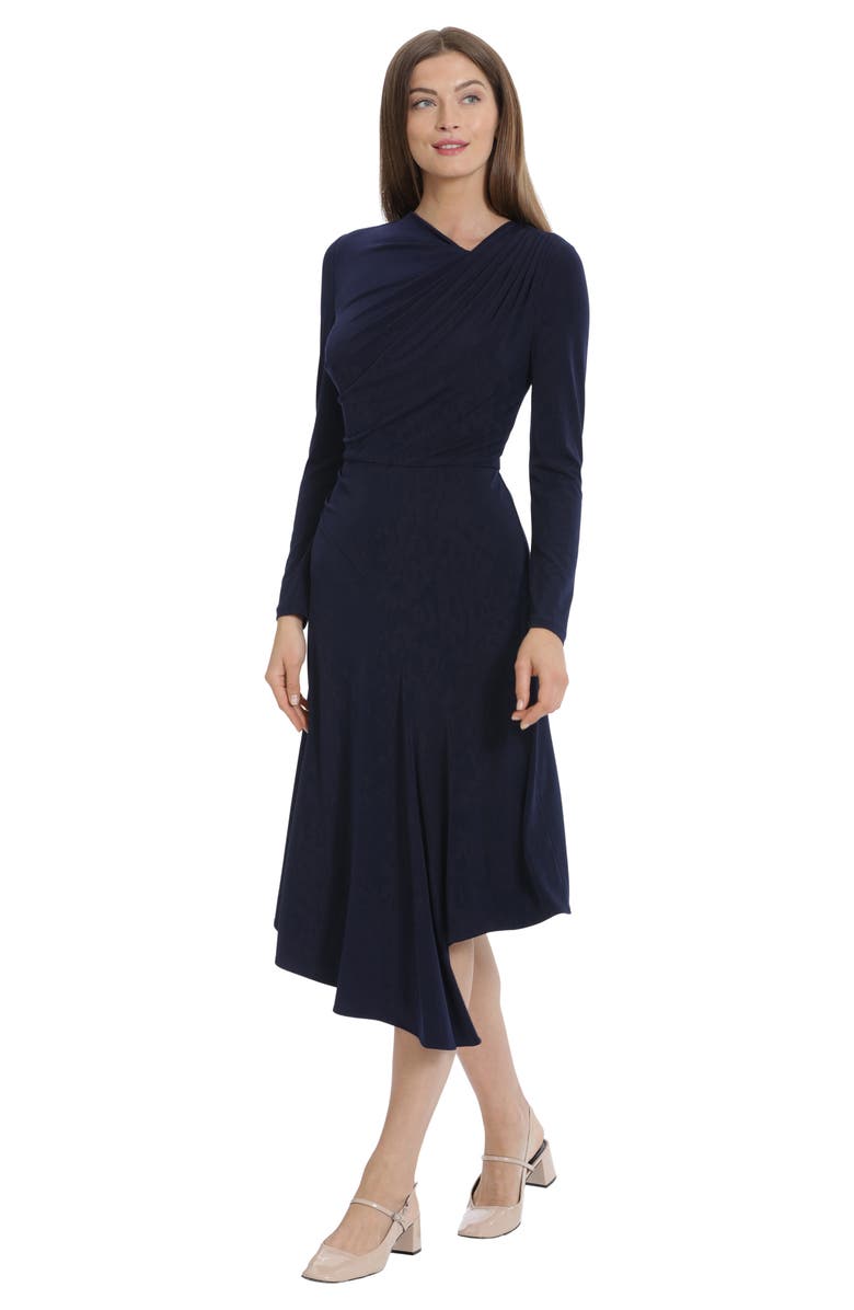 Maggy London Draped Asymmetric Hem Long Sleeve Dress | Nordstromrack